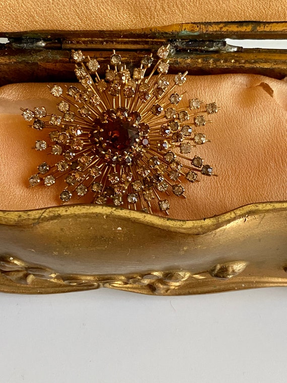 Austria Rhinestone Sunburst Brooch - Gem