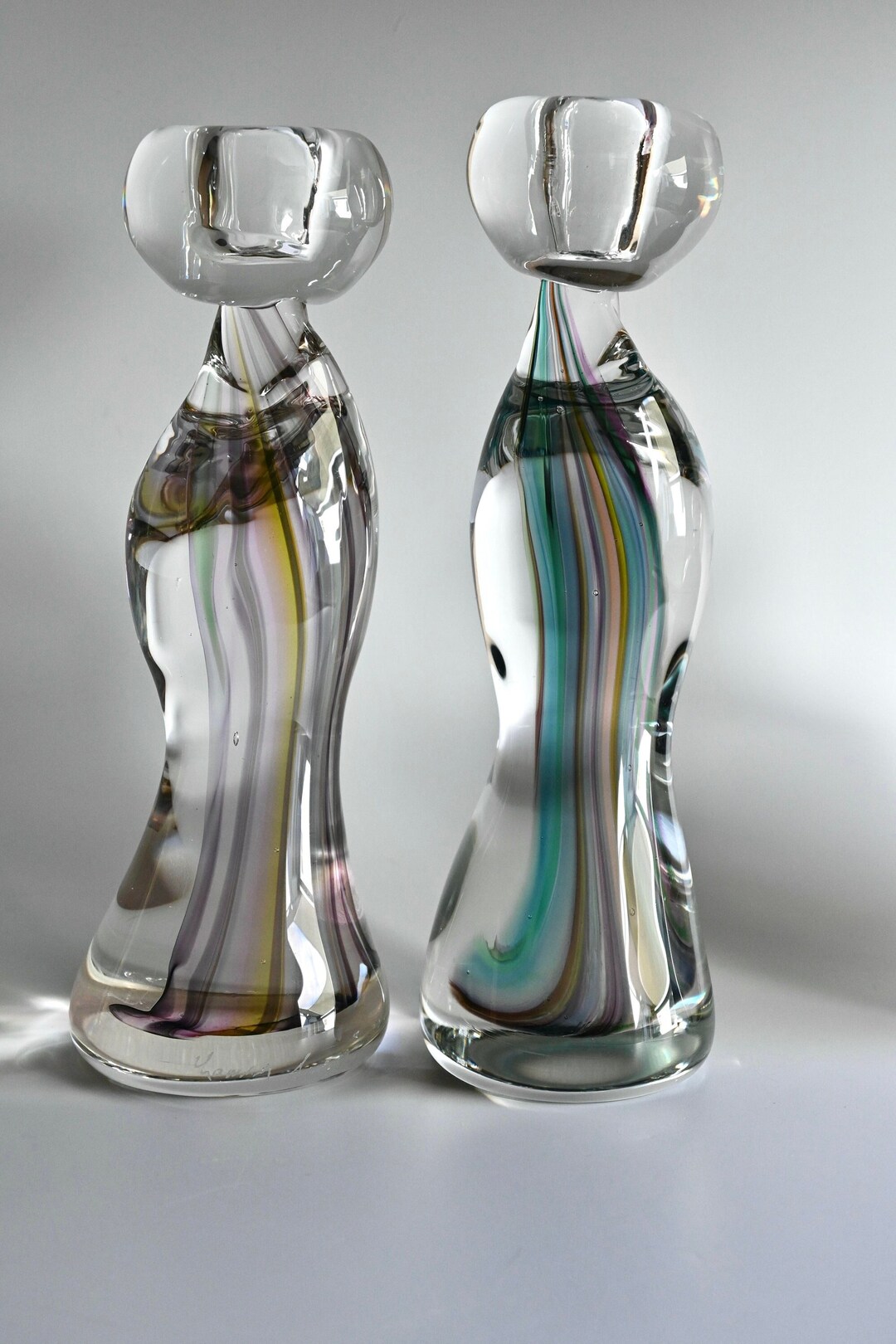Lawry Swidler Art Glass Candlesticks Signed - Etsy