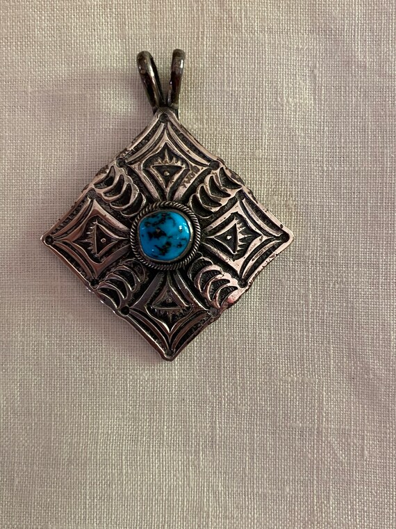 Gary Reeves Navajo Turquoise Sterling Silver Pendant - Gem