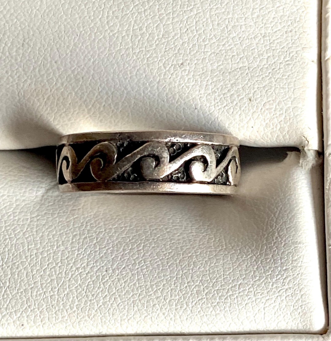 Native American Sterling Silver Overlay Wave Ring Size 8 - Etsy