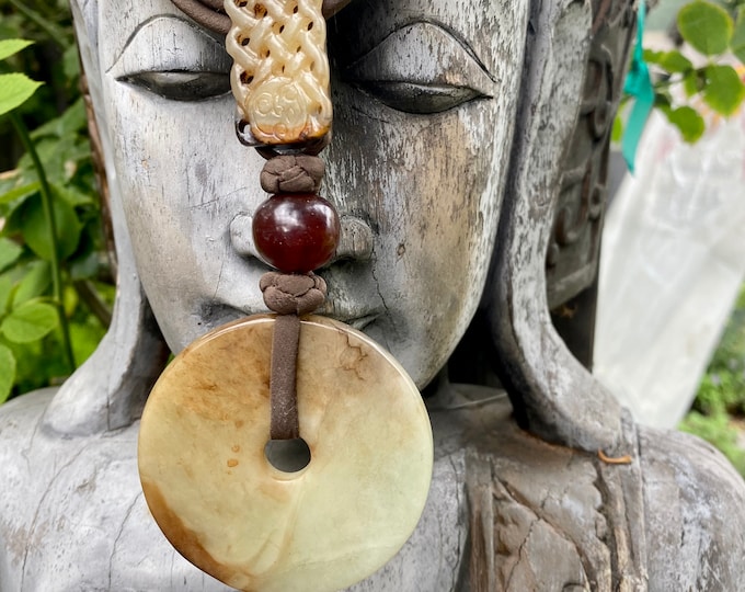 Pat Tseng Soapstone Bi Disc Silk Cords Necklace Asian Art Museum - Etsy