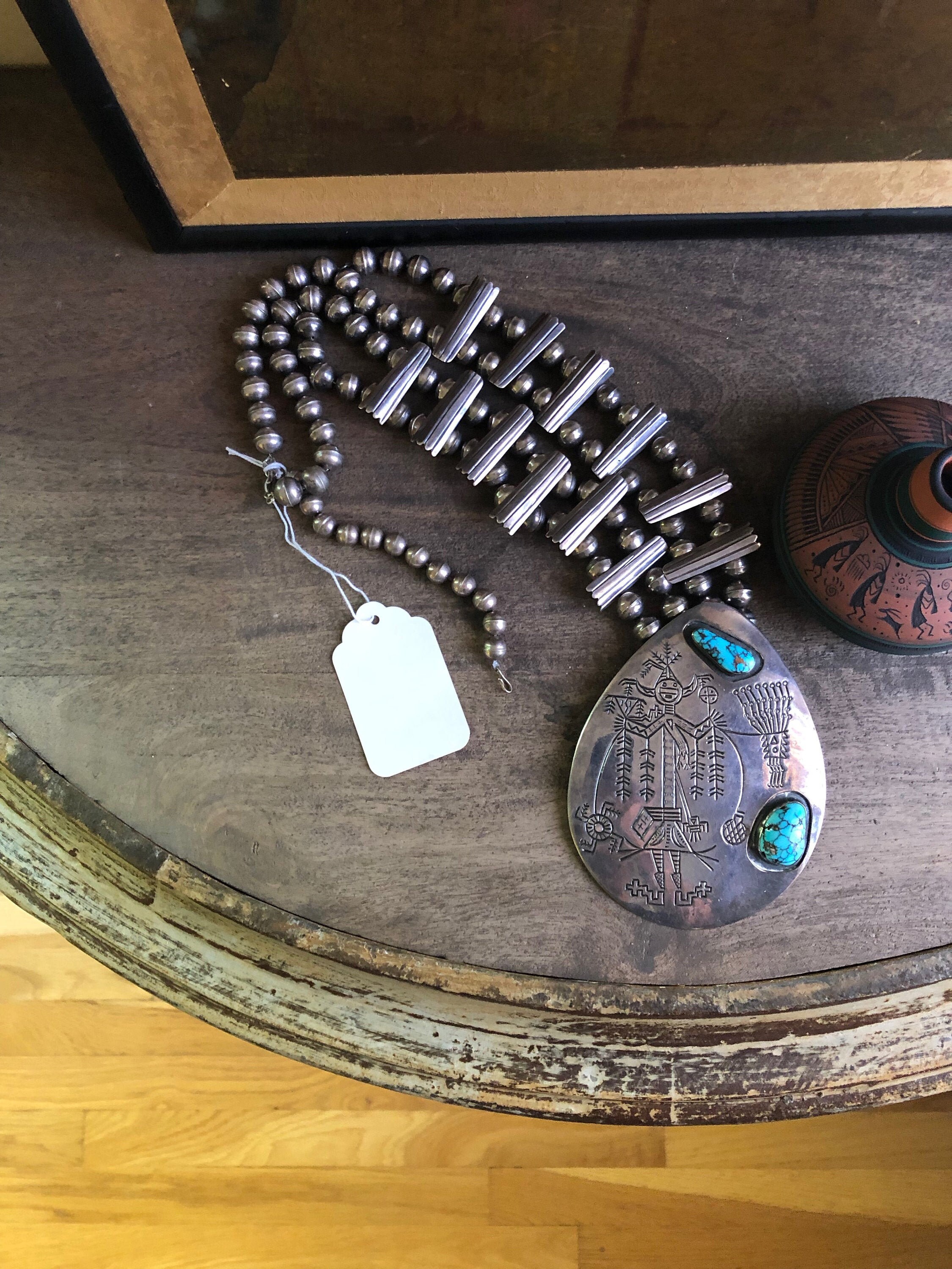 Native American Tim Kee Whitman Lone Mountain Turquoise Pendant ...