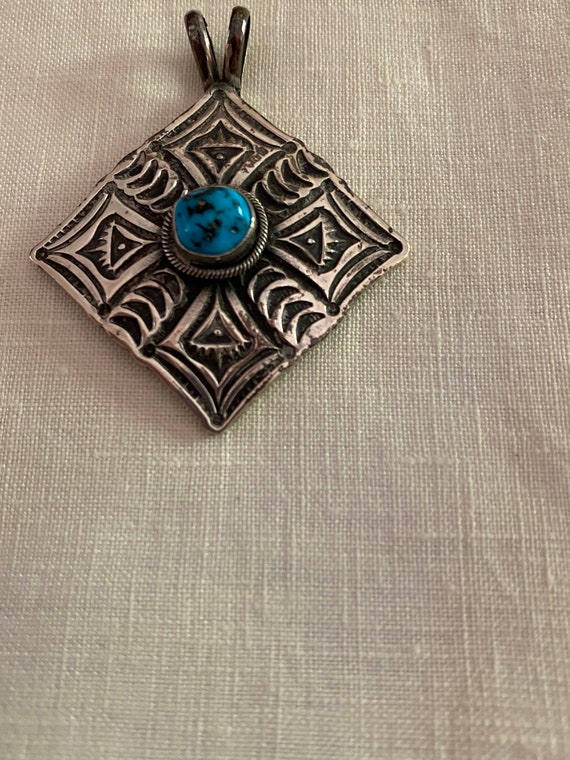 Gary Reeves Navajo Turquoise Sterling Silver Pendant - Gem
