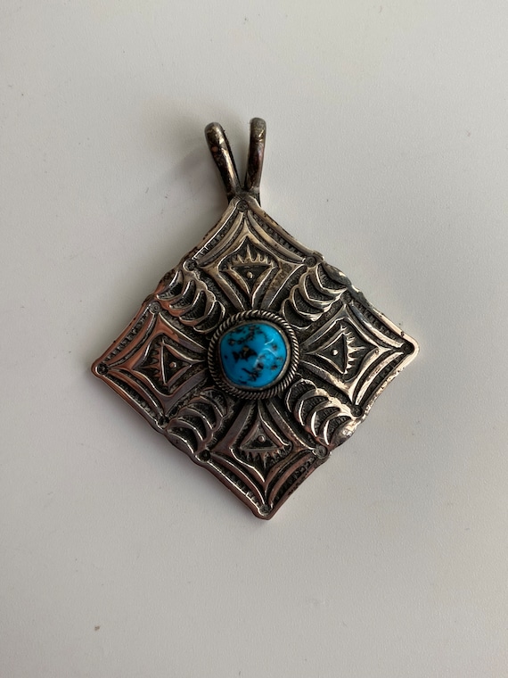 Gary Reeves Navajo Turquoise Sterling Silver Pendant - Gem