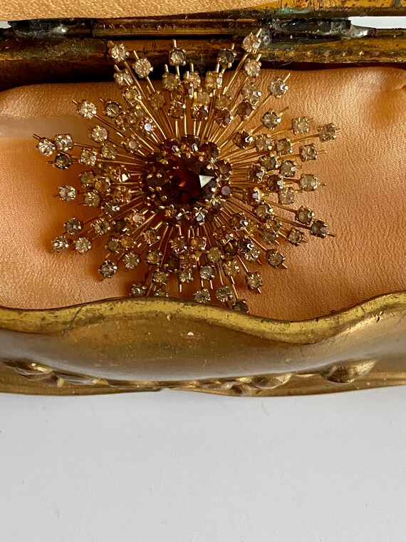 Austria Rhinestone Sunburst Brooch - Gem
