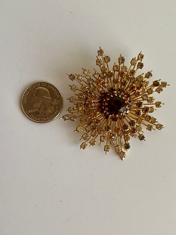 Austria Rhinestone Sunburst Brooch - Gem