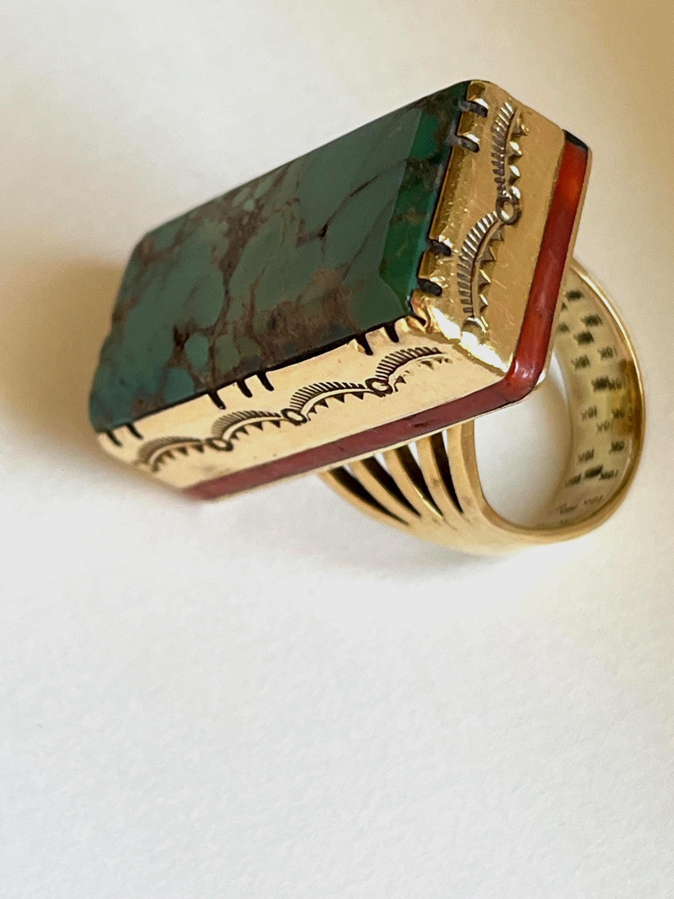 Native American Navajo Ray Morton Whirling Wind 18K Turquoise Ring - Etsy