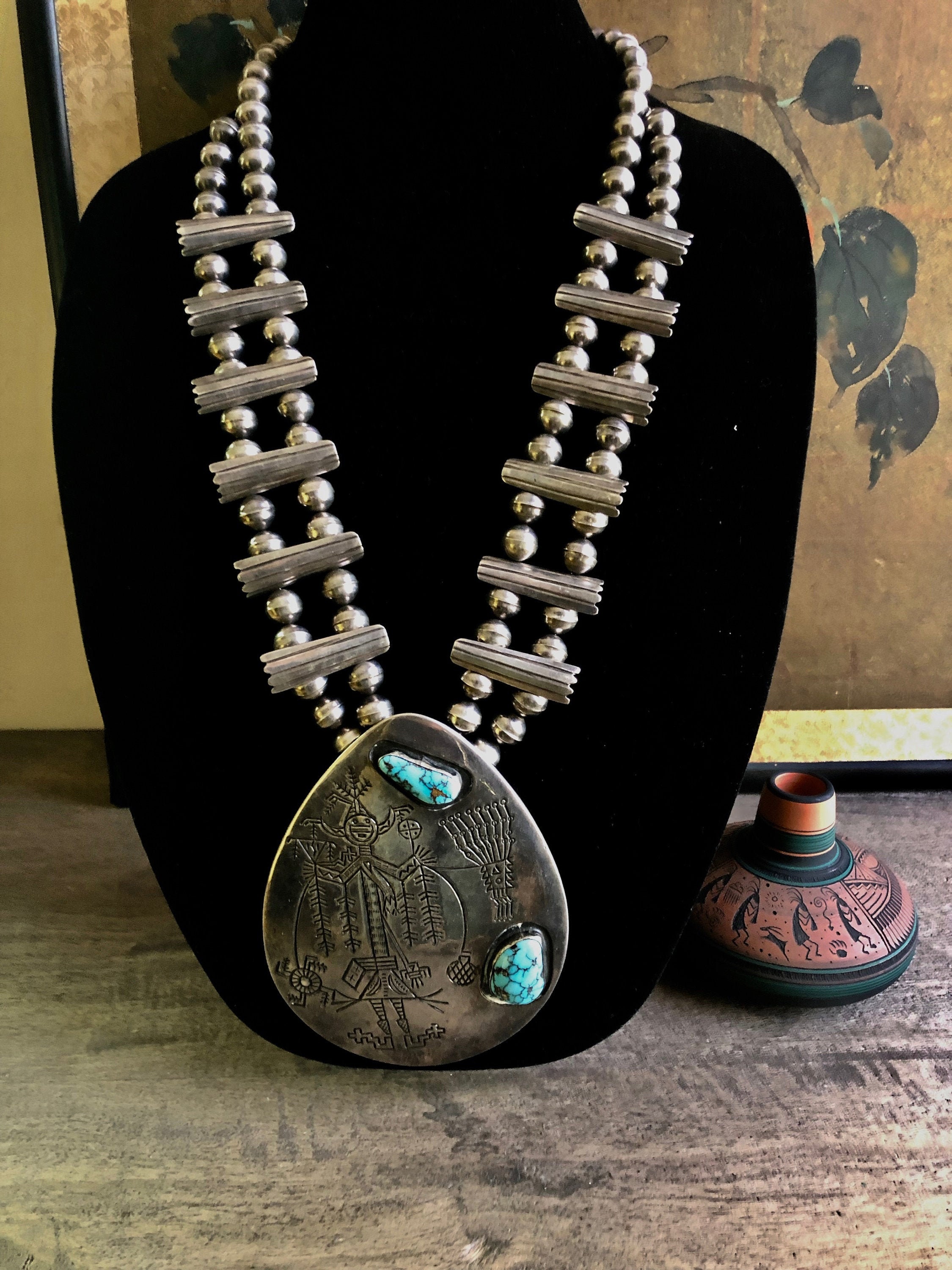 Native American Tim Kee Whitman Lone Mountain Turquoise Pendant ...