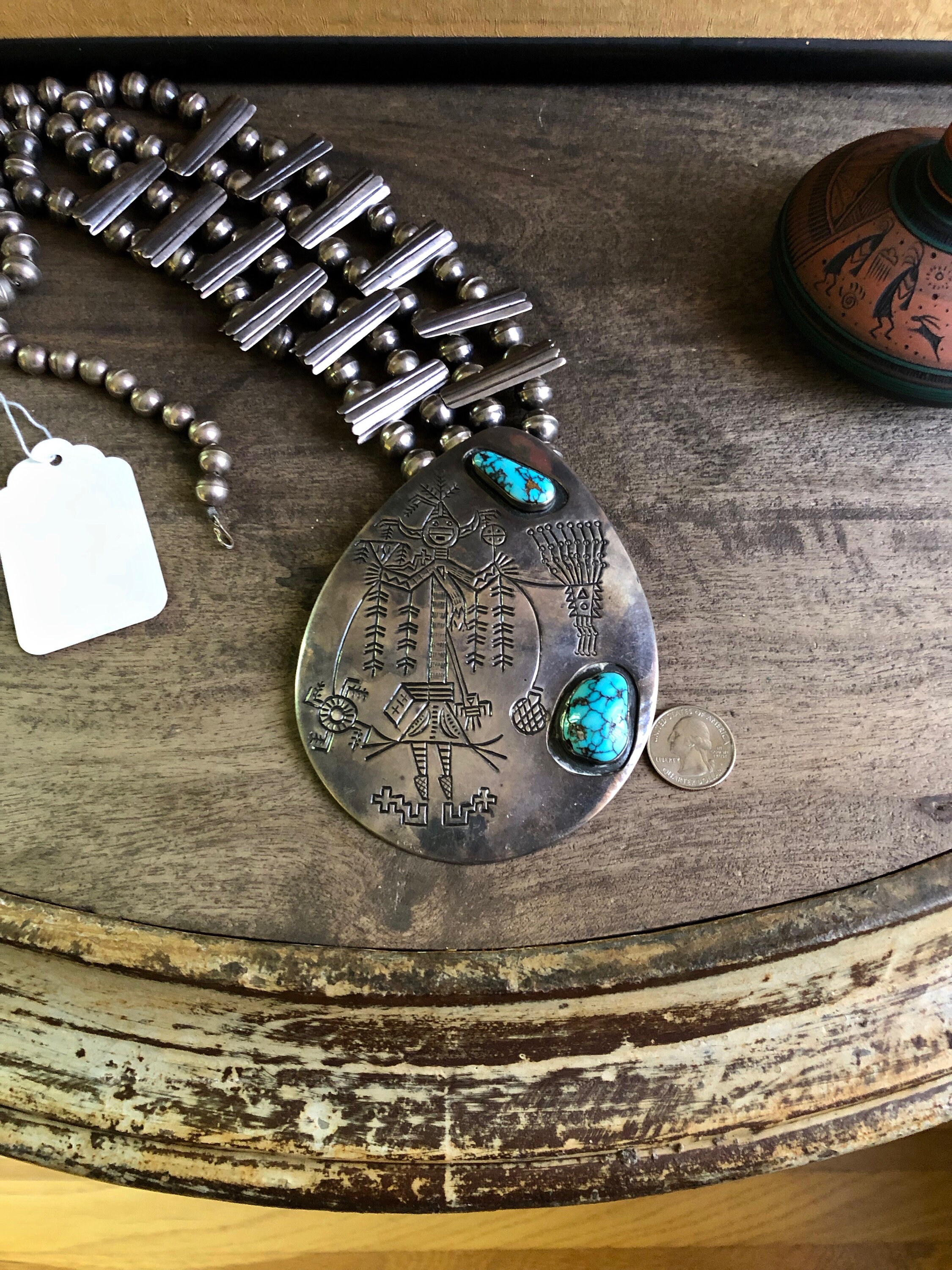 Native American Tim Kee Whitman Lone Mountain Turquoise Pendant ...