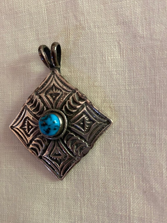 Gary Reeves Navajo Turquoise Sterling Silver Pendant - Gem