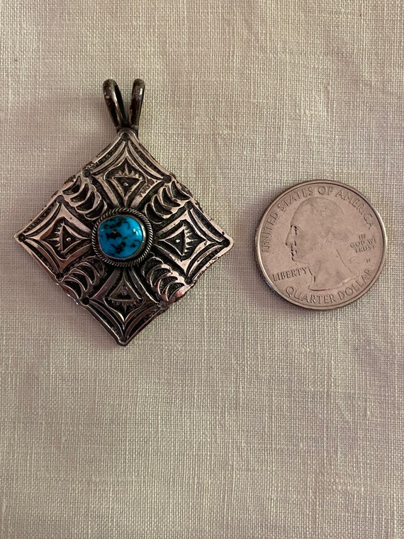 Gary Reeves Navajo Turquoise Sterling Silver Pendant - Gem