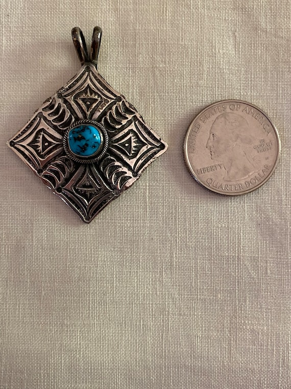 Gary Reeves Navajo Turquoise Sterling Silver Pendant - Gem