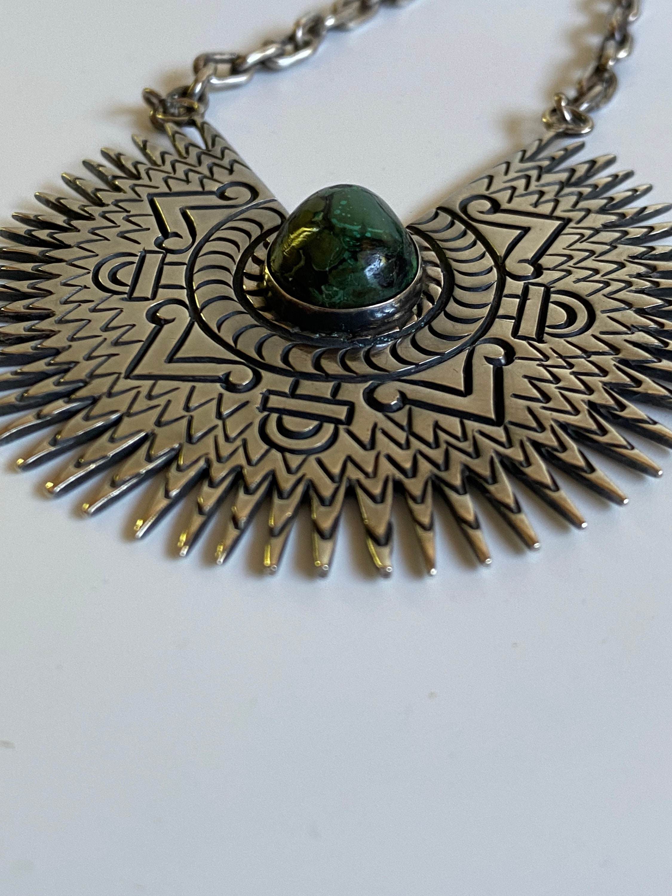 Rafael Melendez 980 Sterling Silver Turquoise Pendant Necklace Taxco Rafael Melendez 980 Sterling Silver Turquoise Pendant Necklace Taxco