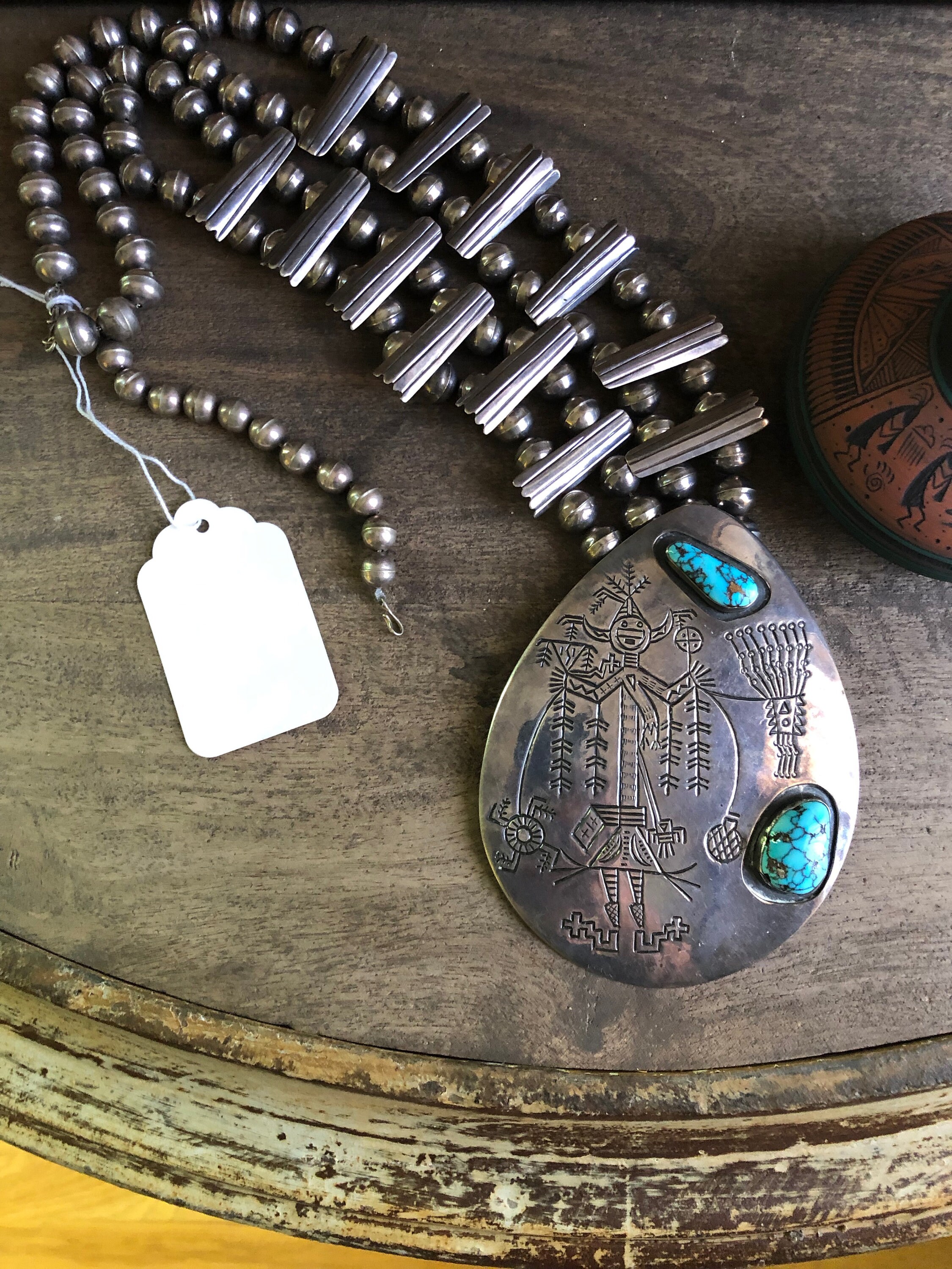 Native American Tim Kee Whitman Lone Mountain Turquoise Pendant ...