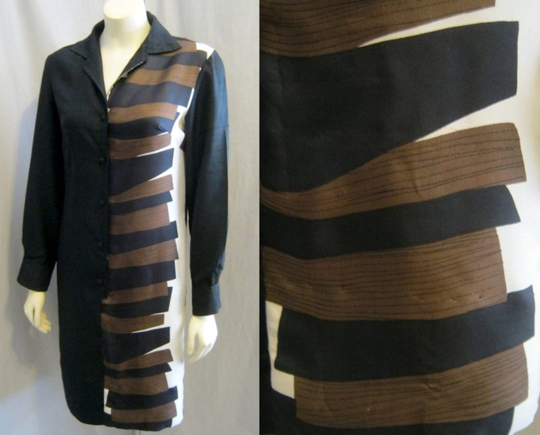 Vintage 60s SILK Shantung Sheath DRESS Made From Graphic SCARF Print ...