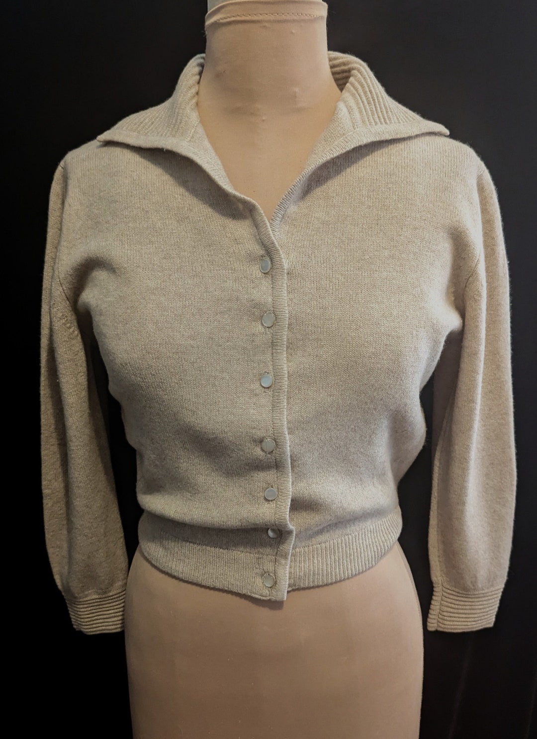 Vintage 50s 100% Cashmere PINUP Cardigan SWEATER by FORSTMANN Cropped ...