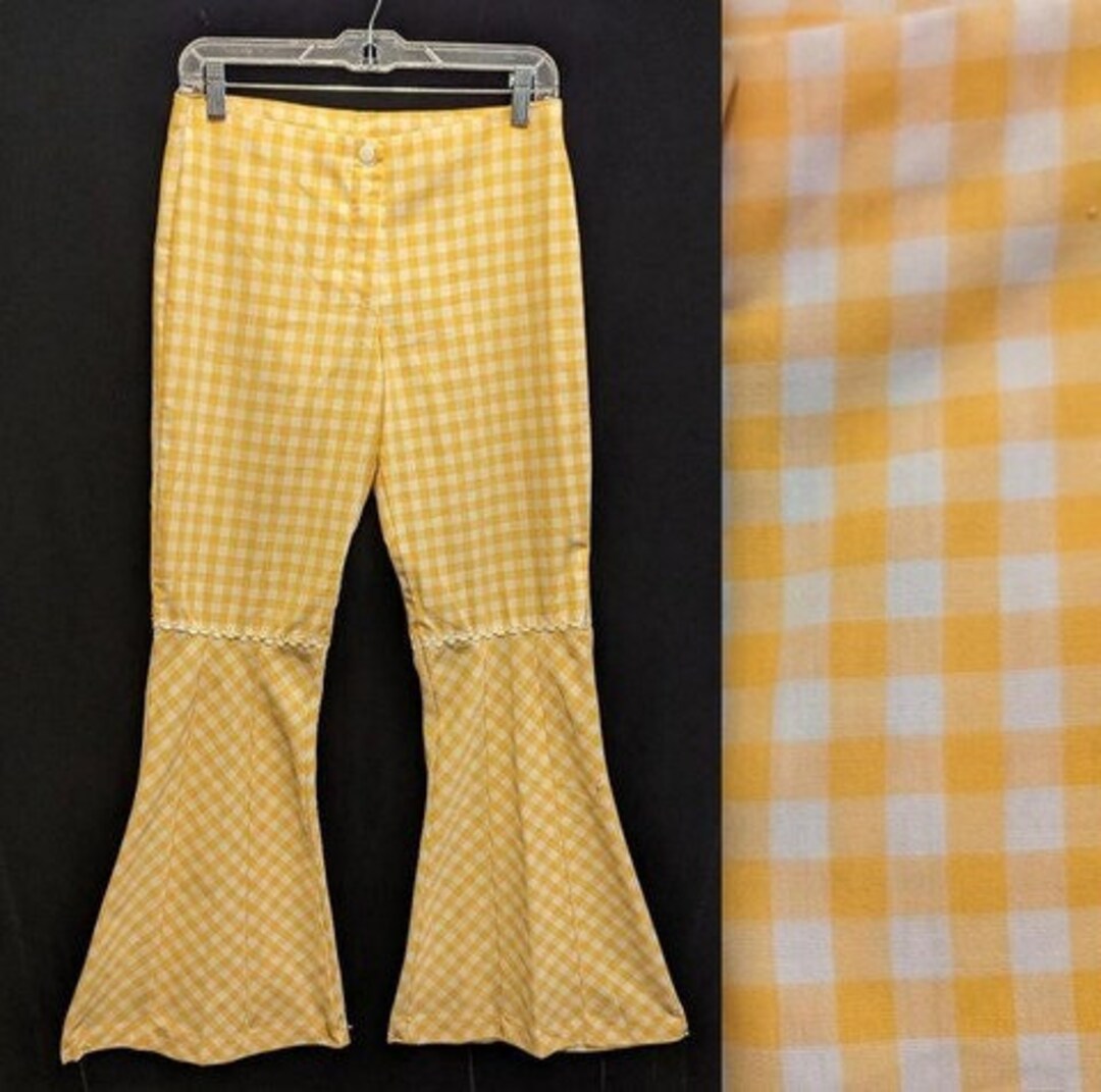 Killer! 60s CHER Style Hip Hugger Super WIDE FLARES Yellow Killer! 60s CHER Style Hip Hugger Super WIDE FLARES Yellow