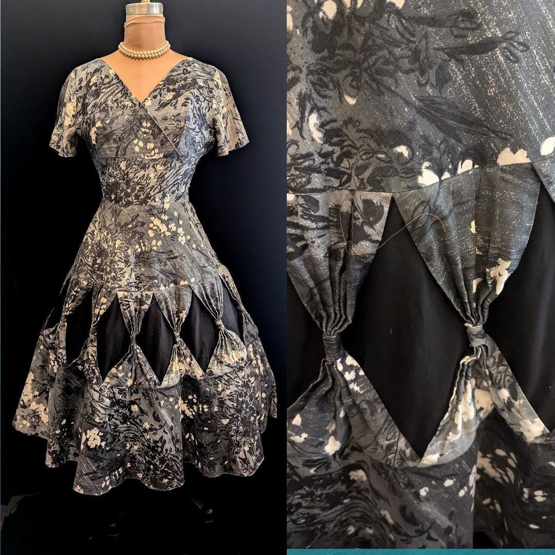 Vintage 50s BOW DETAIL Vintage 50s DRESS Rockabilly, Fit and Flare ...