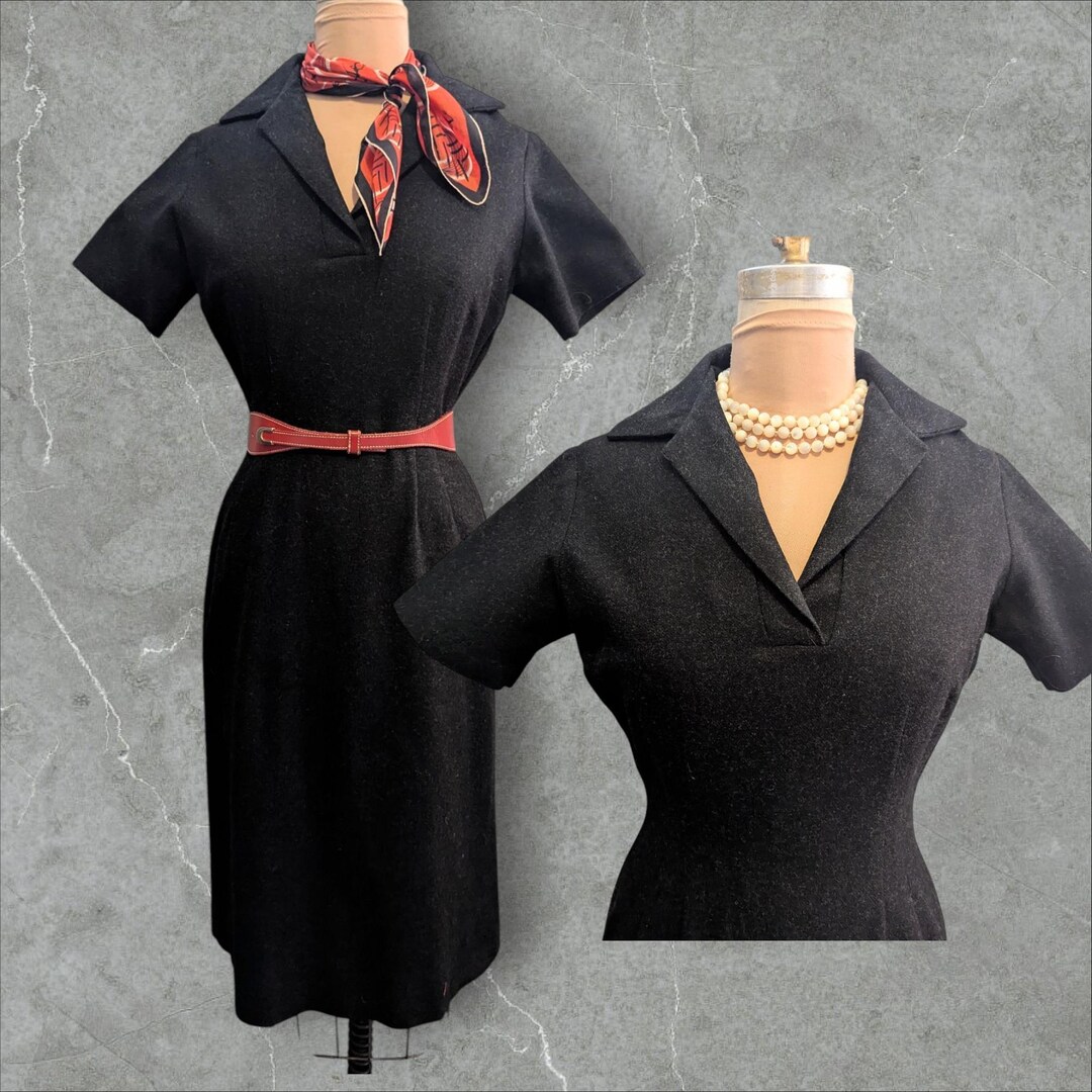 Vintage 50s Secretary Tailored Sheath DRESS LBD Sexy by SPORTWHIRL Wool ...