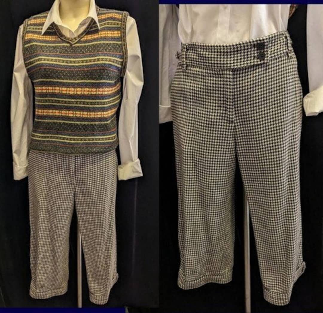 Recent Vintage 90s HOUNDSTOOTH Check WOOL KNICKERS Breeches Golf Pants ...