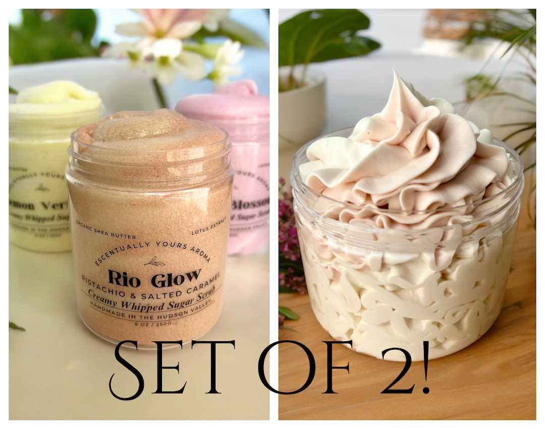 Pistachio & Salted Caramel Body Butter Cream and Whipped Soap Scrub Set ...