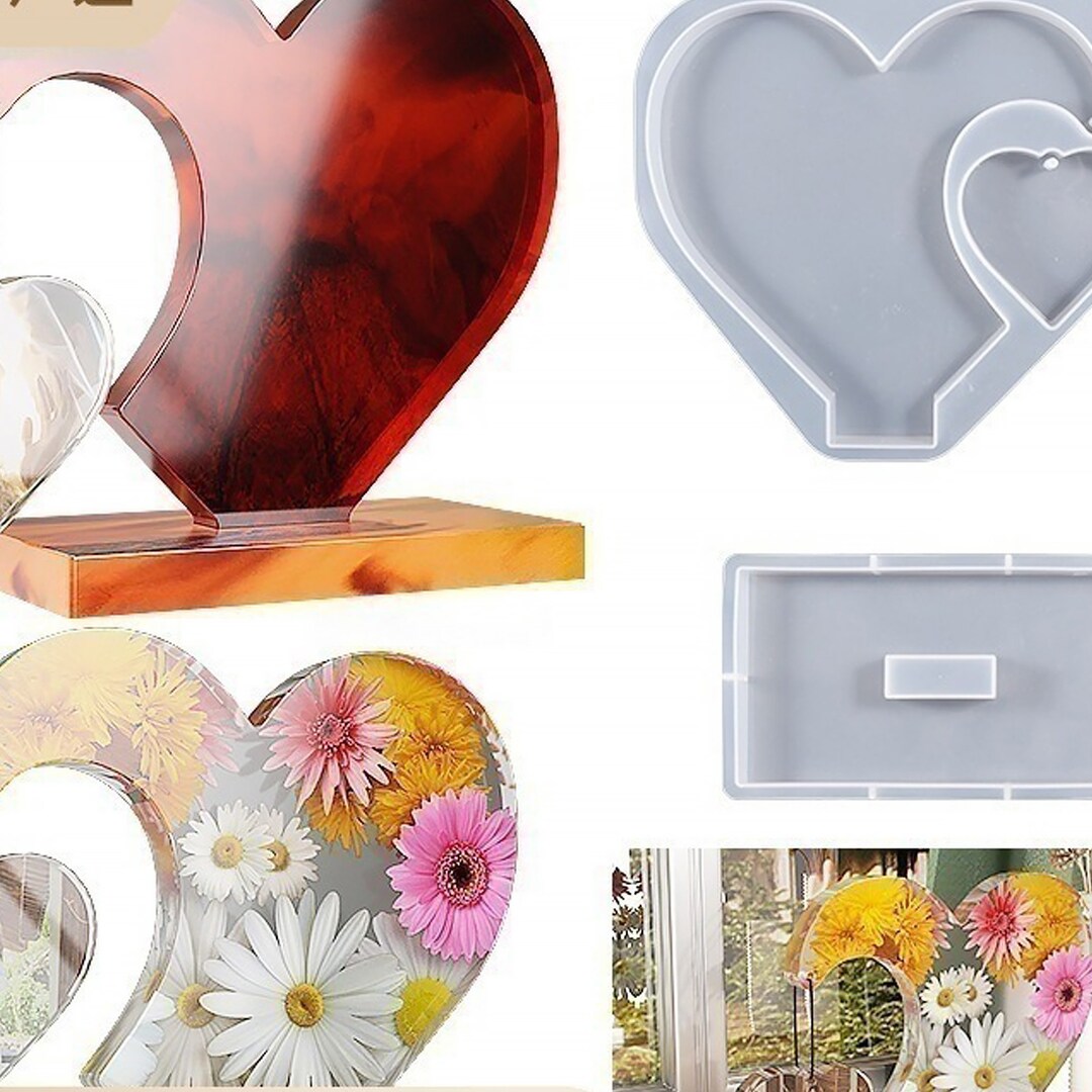 1PC Love Heart Splicing Photo Frame Mold Ornaments Silicone Mold for ...