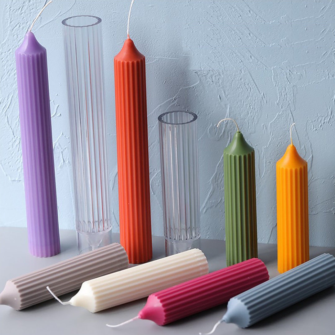 1 PCS Plastic Candle Mold, Long Pole Vertical Stripe Candle Mold, DIY ...