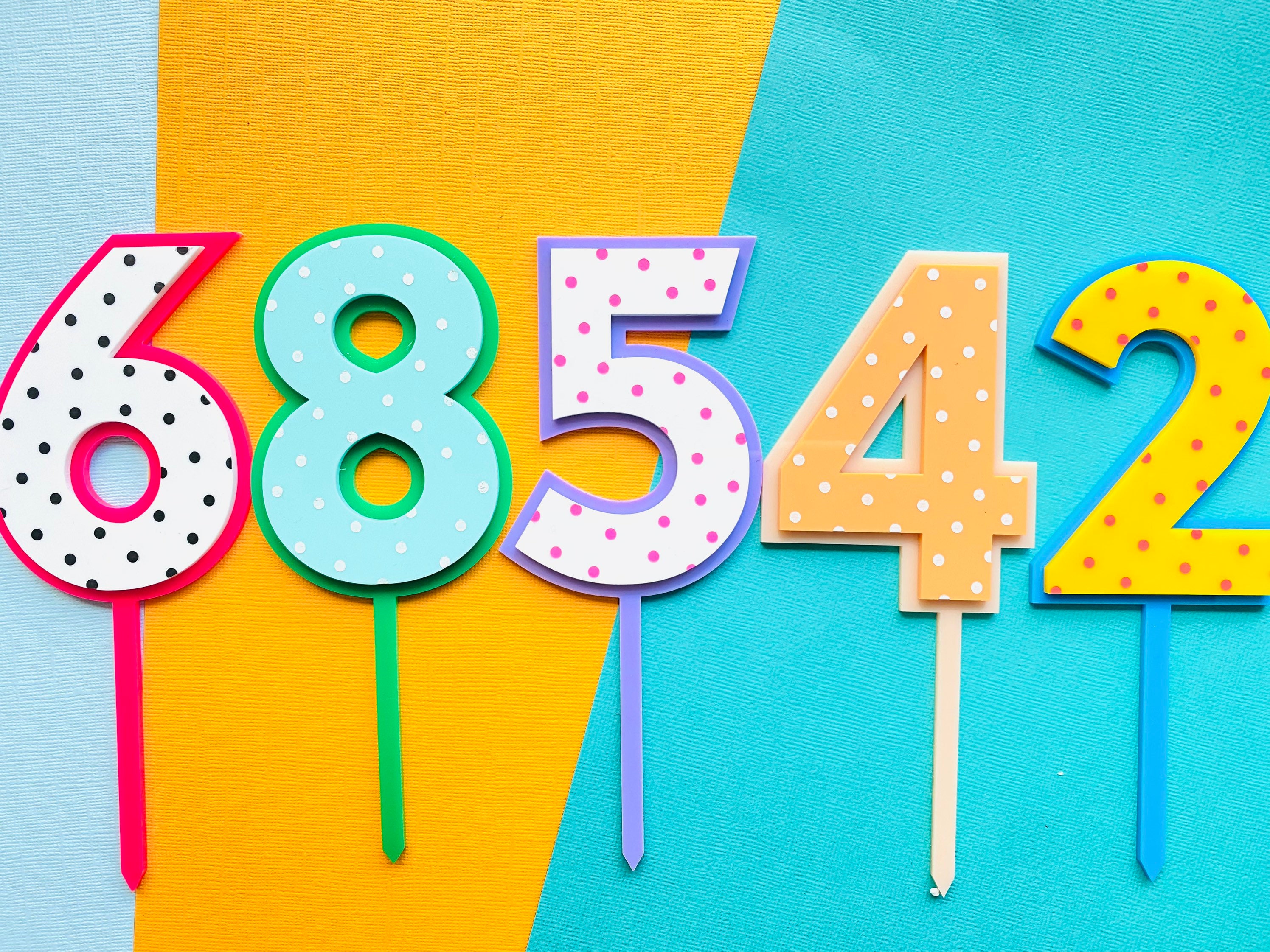 Spotted Acrylic Single Digit Numbers / 5 Colour Combos to Choose ...