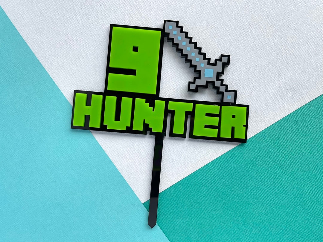 Minecraft Inspired Acrylic Cake Topper / Minecraft Name and Age Custom ...