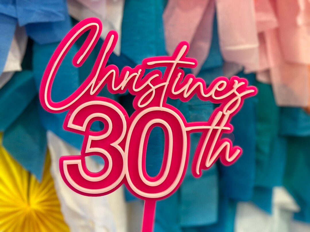 Topper de pastel ACRÍLICO / nombre personalizado y topper de edad de ...