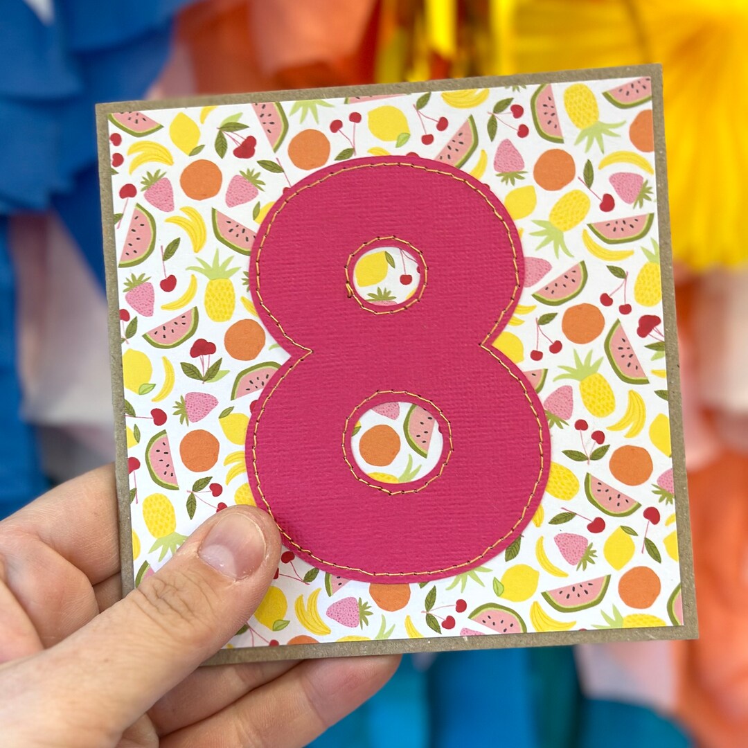 Number 8 Birthday Card / Handmade Birthday Card/ Age Number Birthday ...