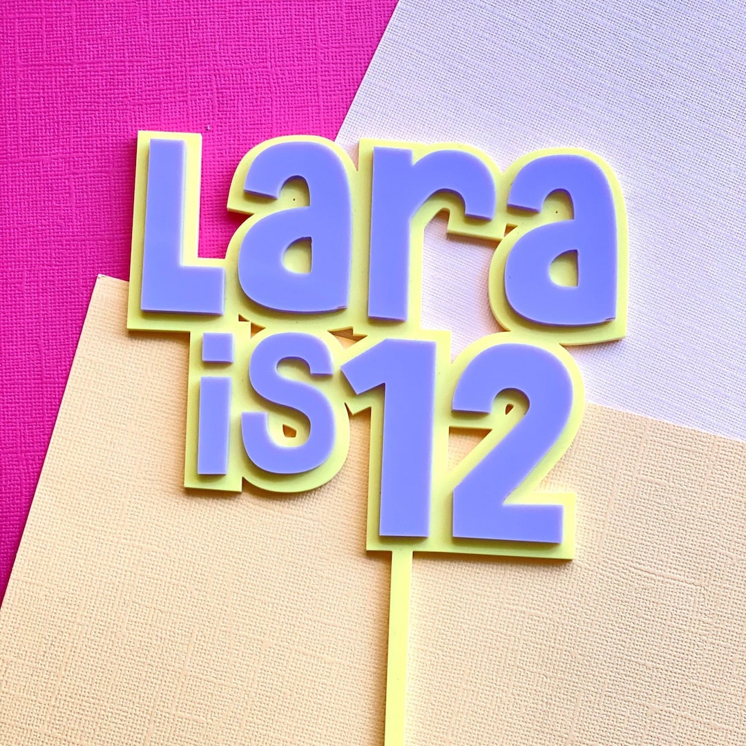 ACRYLIC Double Layer Cake Topper / Custom Name and Age Cake Topper ...