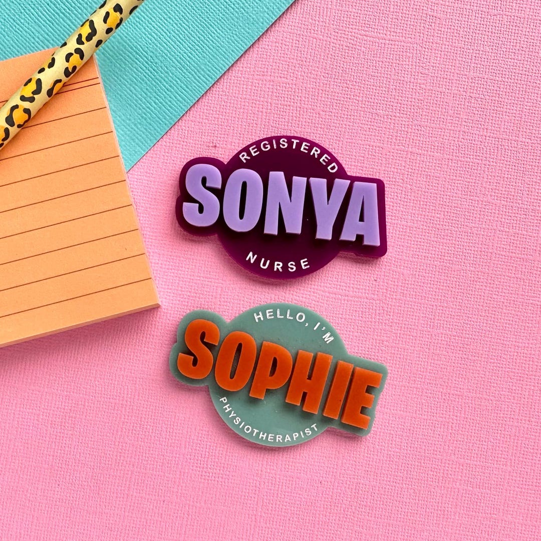 Name Badge / Custom Name Tag / Logo Style / Bright Fun Name Tag ...