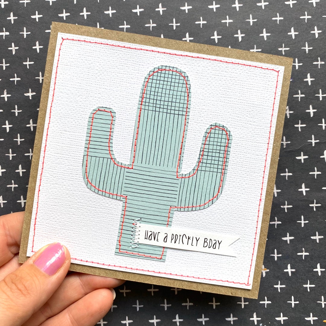 Cactus Birthday Card / Prickly Birthday Card / Stitched Paper Cactus - Etsy