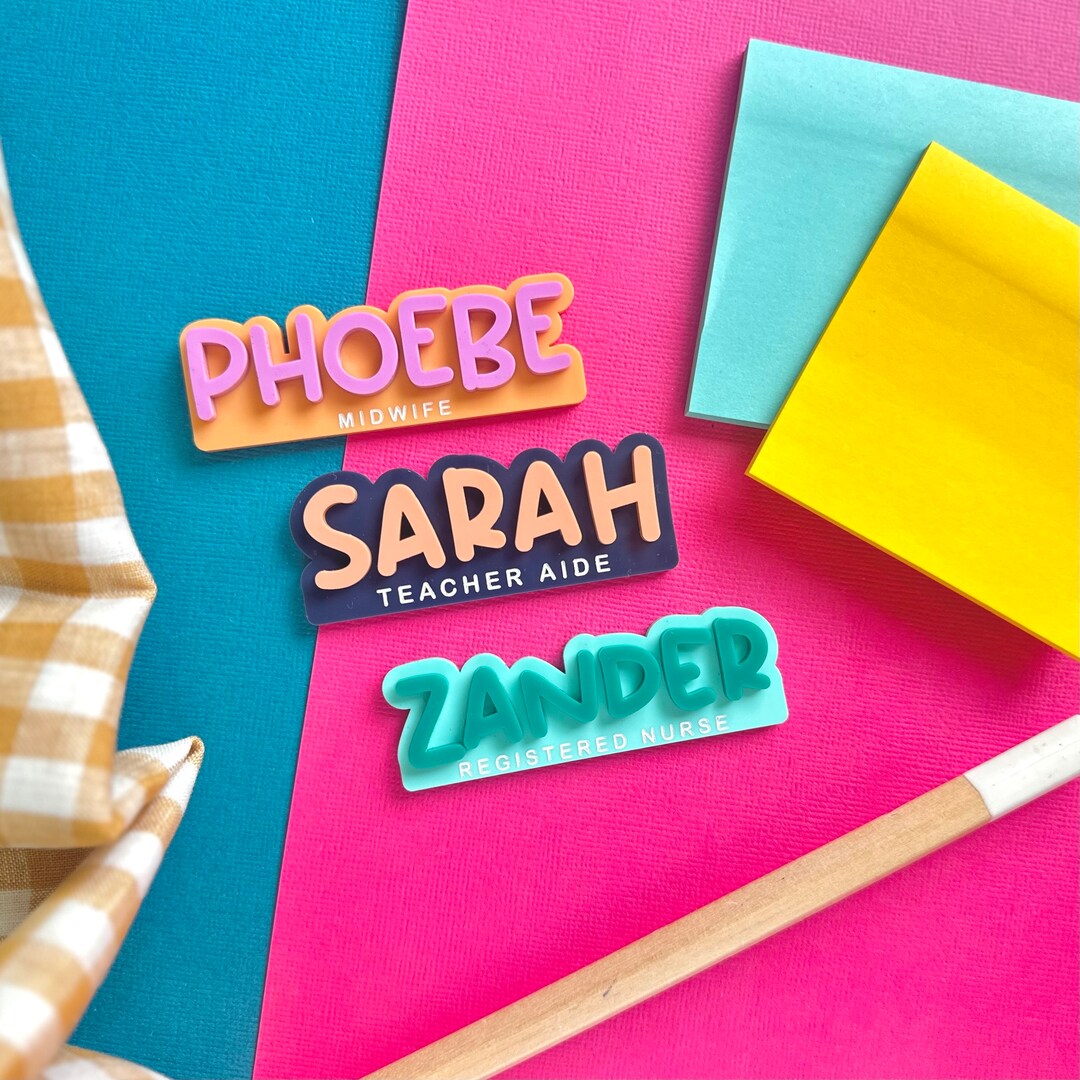 Work Name Badge / Fun Colourful Nurse Teacher Midwife Name Tag ...