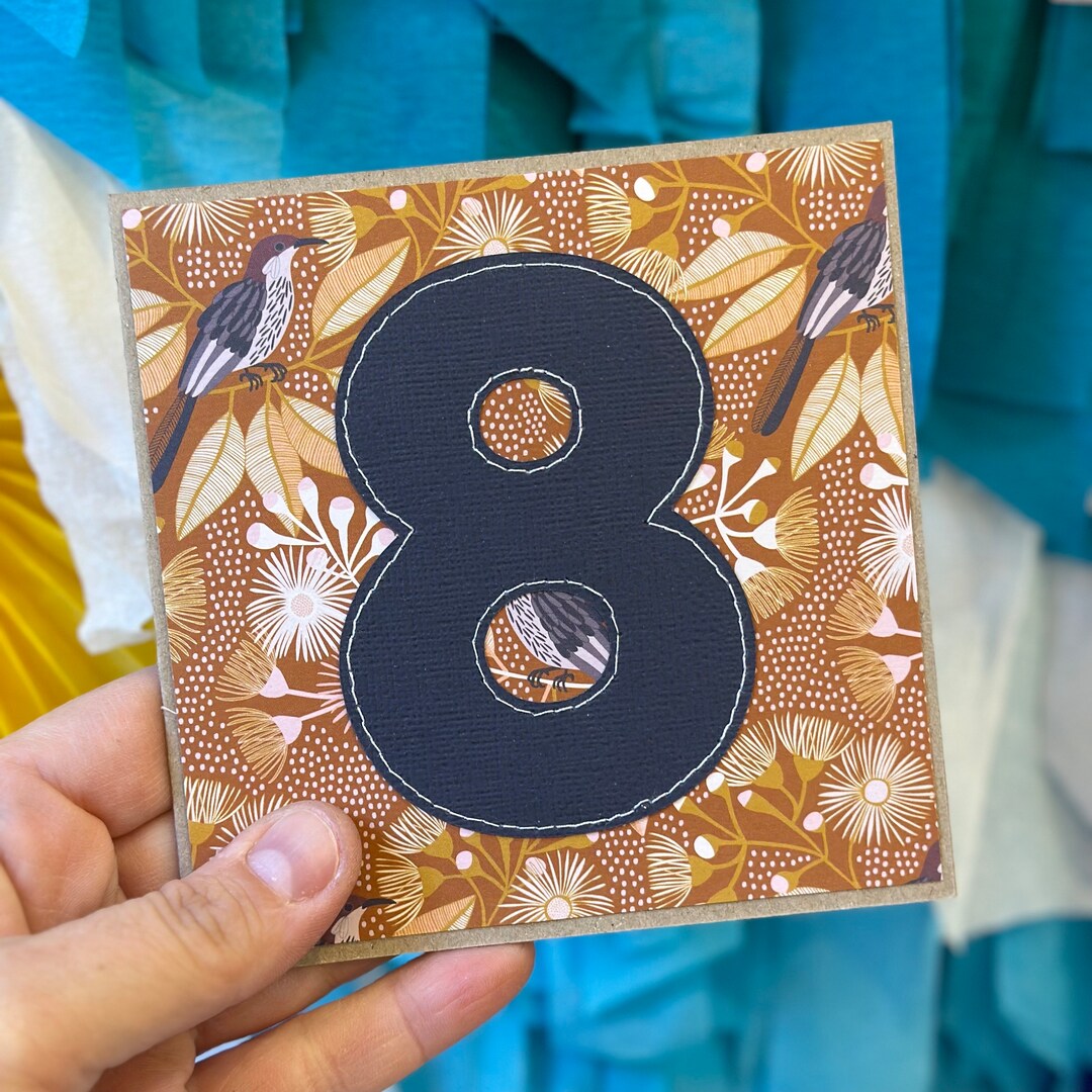 Number 8 Birthday Card / Handmade Birthday Card/ Age Number Birthday ...