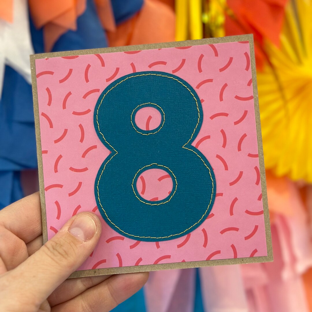 Number 8 Birthday Card / Handmade Birthday Card/ Age Number Birthday ...