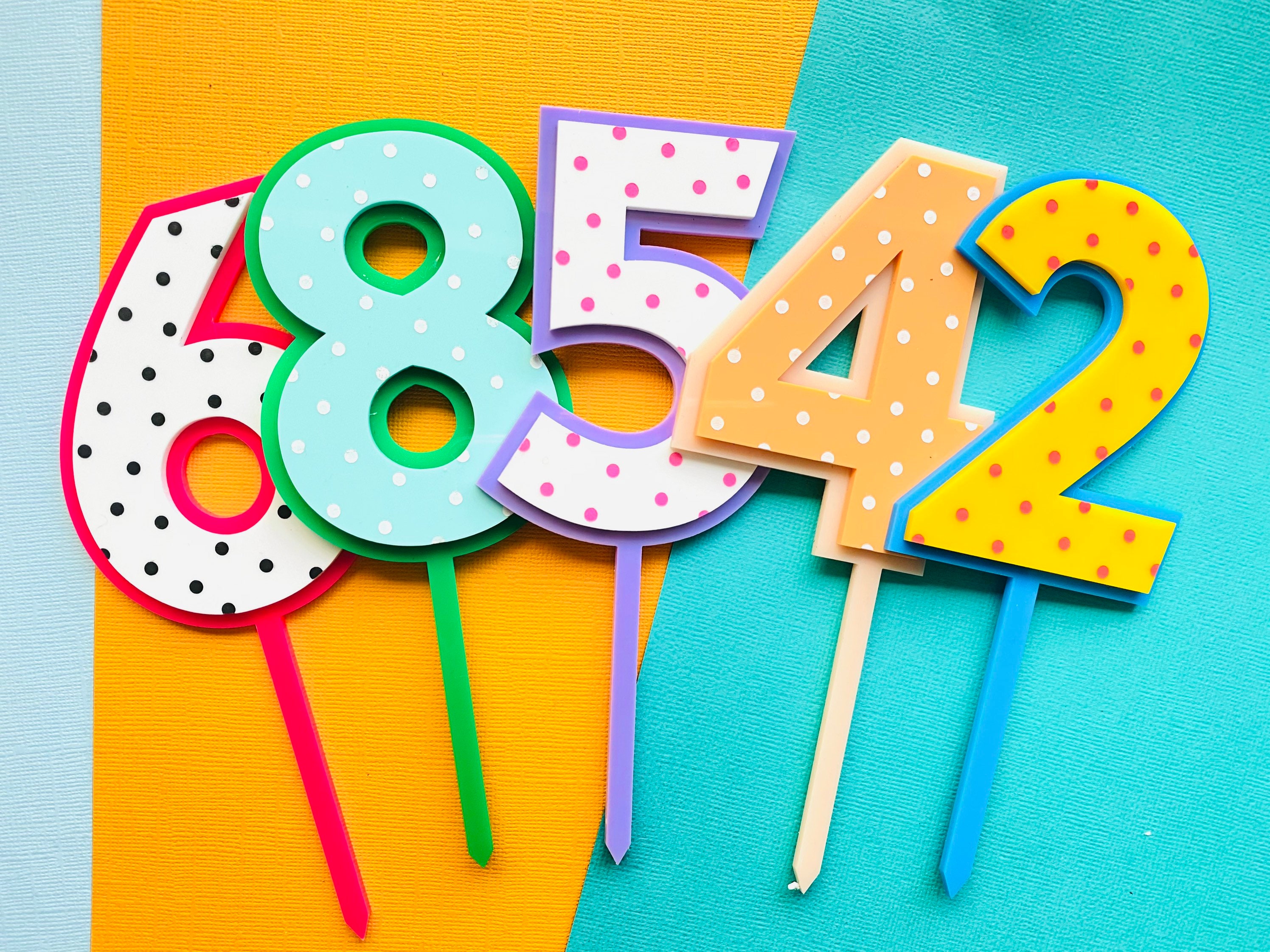 Spotted Acrylic Single Digit Numbers / 5 Colour Combos to Choose ...