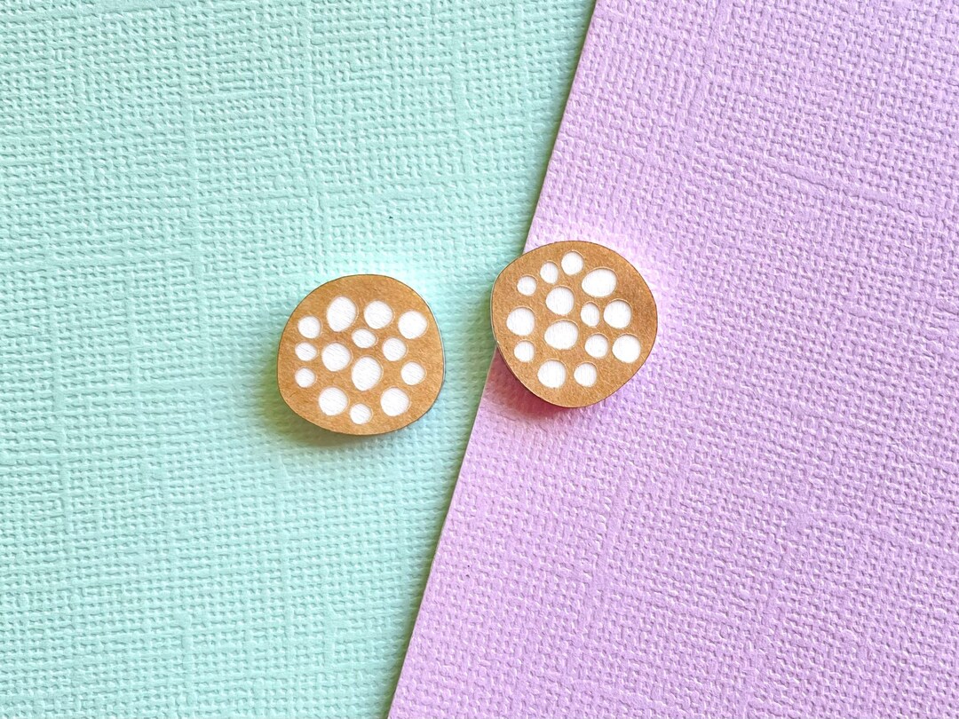 15mm Irregular Circle With Etched Spots / Acrylic Studs 2pcs (1 Sets ...