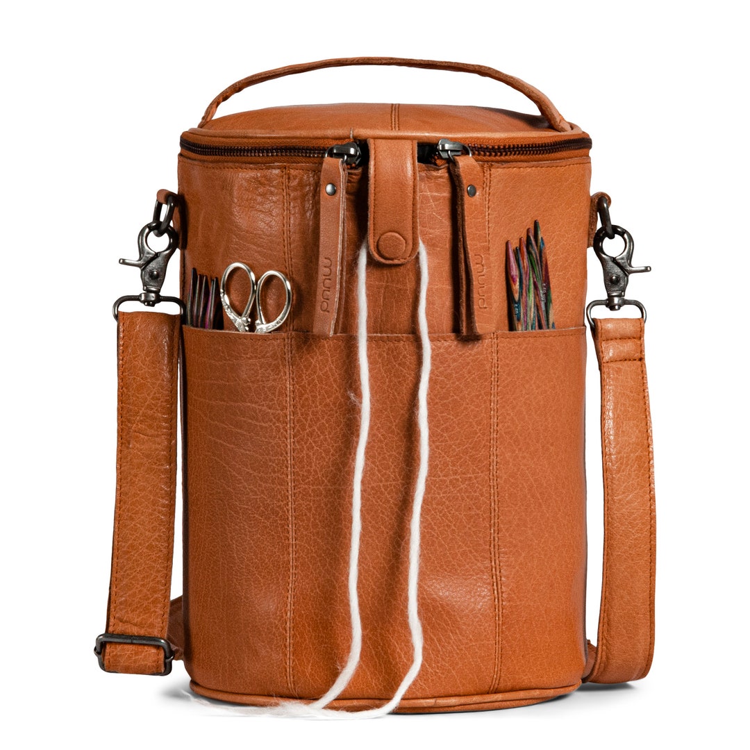 Muud Saturn XL Leather Handmade Leather Bag Knitting Bag Toiletry Bag ...