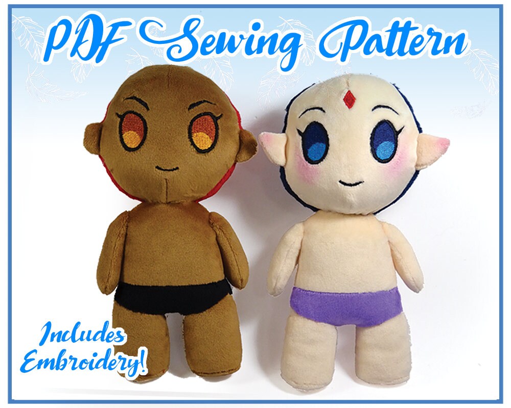 Chibi Human Plush PDF Sewing Pattern and Embroidery | Etsy