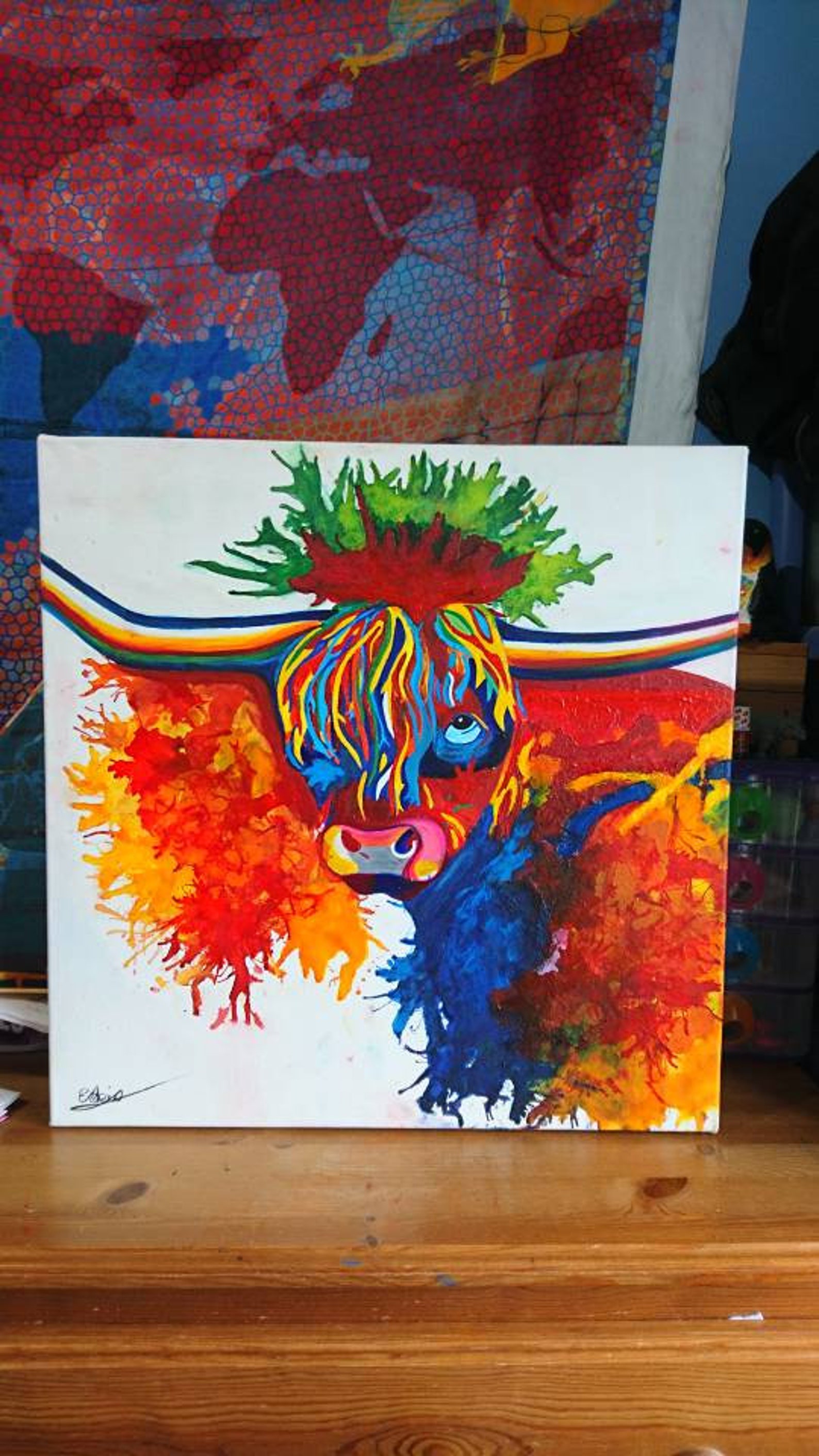 Hand Painted Highland Cow Painting - Etsy