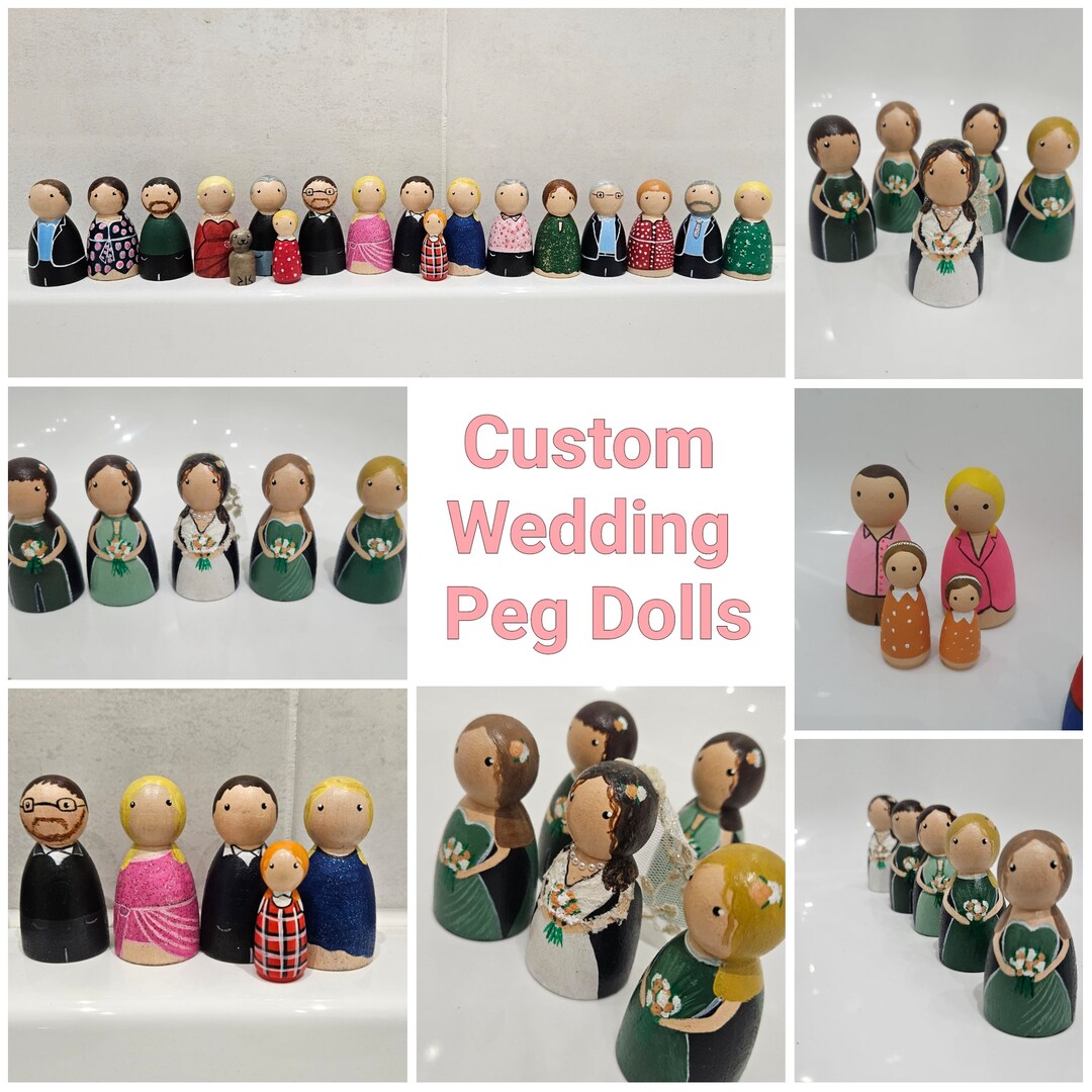 Wedding Peg Dolls! Cake Toppers/ Favours/ Gifts. Bride, Groom ...