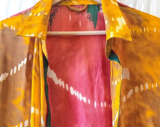 Long Kimono Jacket Cape With Side Slits , 100% Pure Chiffon Silk ...
