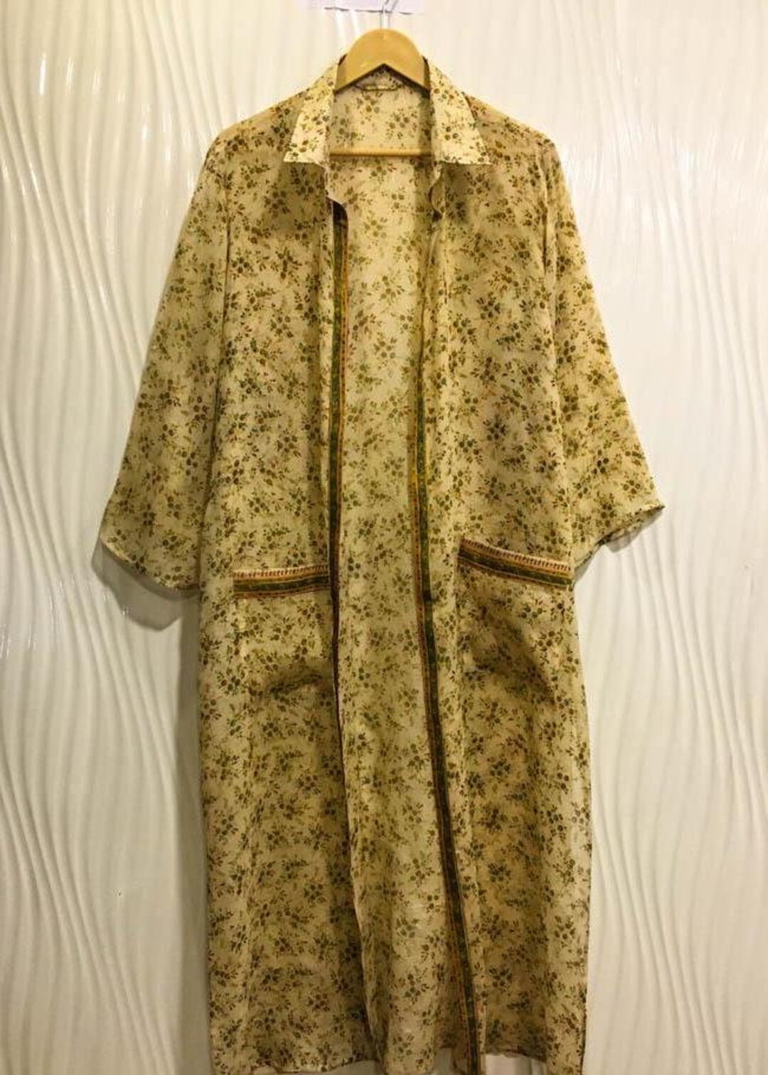 Long Kimono Jacket Cape With Side Slits , 100% Pure Chiffon Silk ...