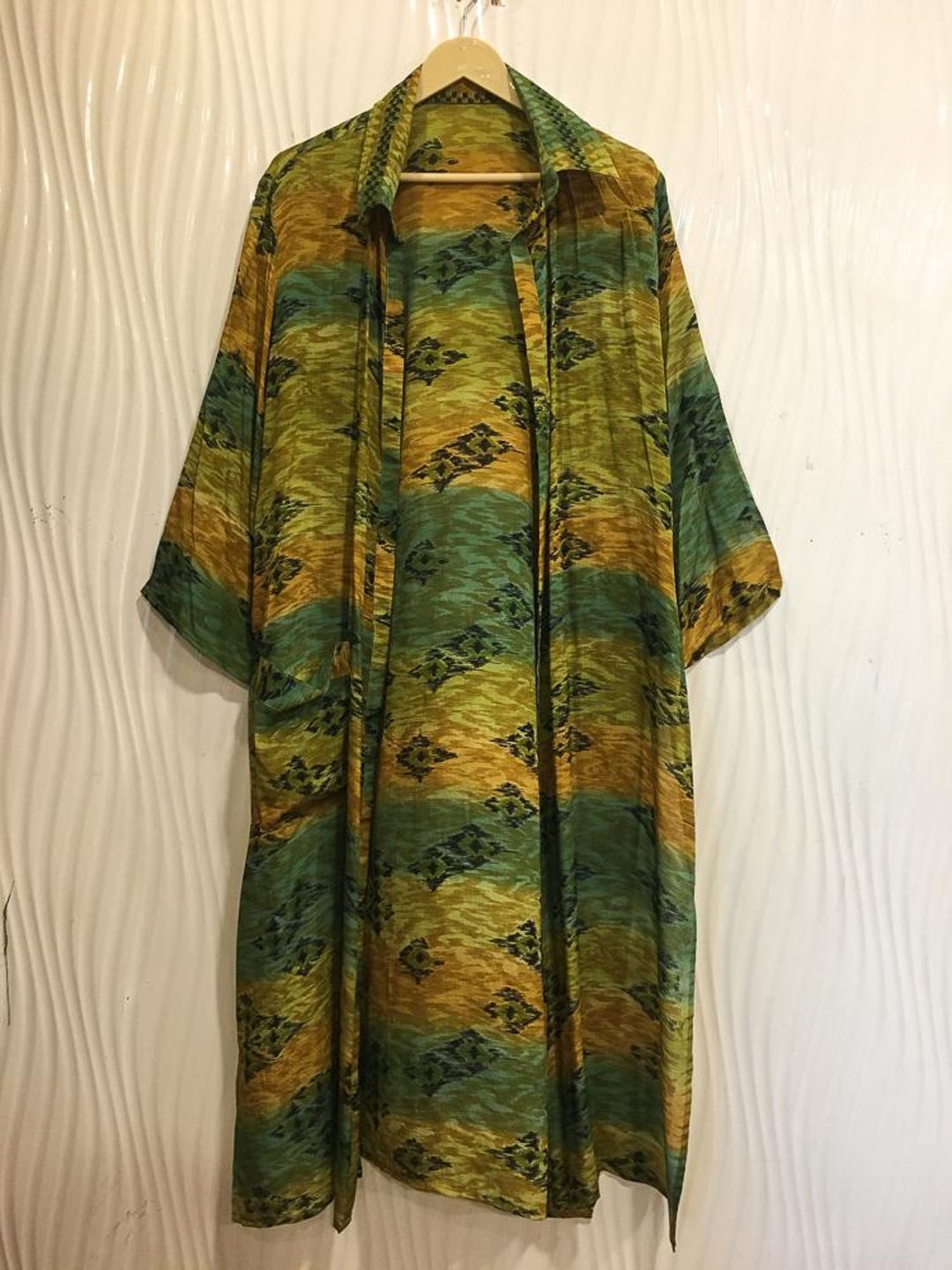 Long Kimono Jacket Cape With Side Slits , 100% Pure Chiffon Silk ...