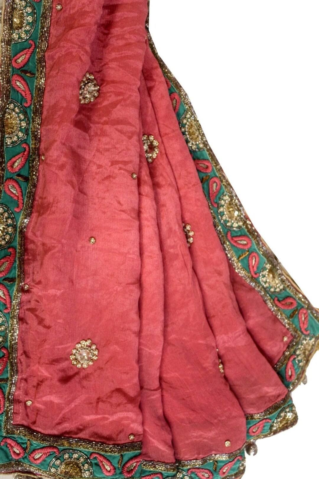 Heavy Dupatta Stole Vintage Indian Embroidered Chiffon Stole Ethnic ...