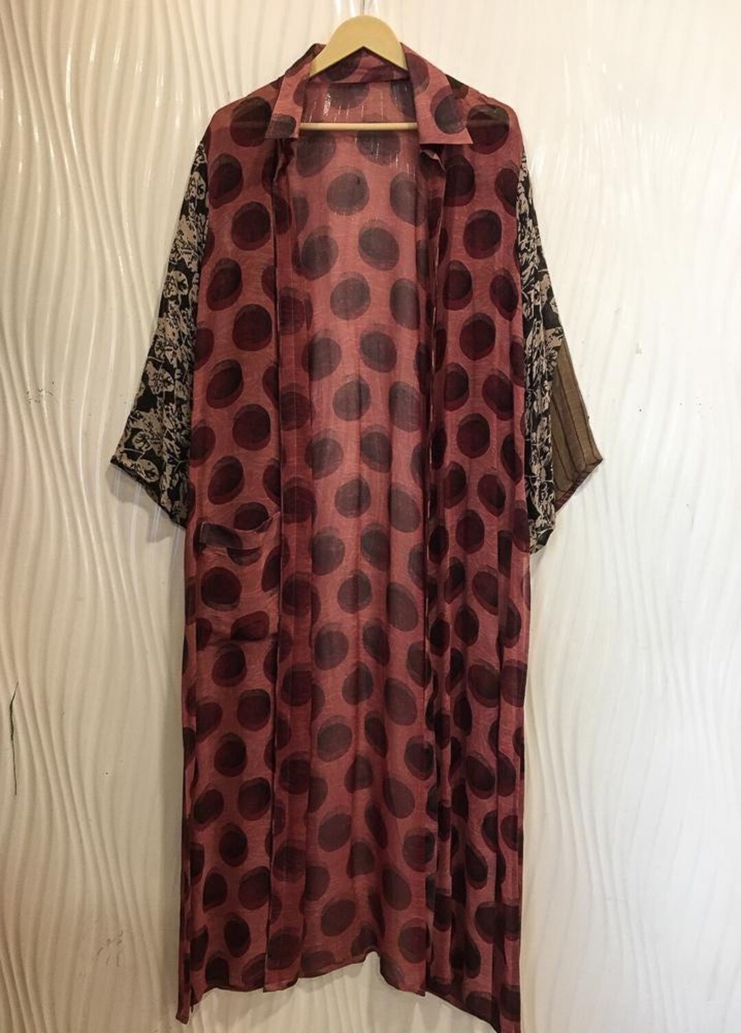 Long Kimono Jacket Cape With Side Slits , 100% Pure Chiffon Silk ...