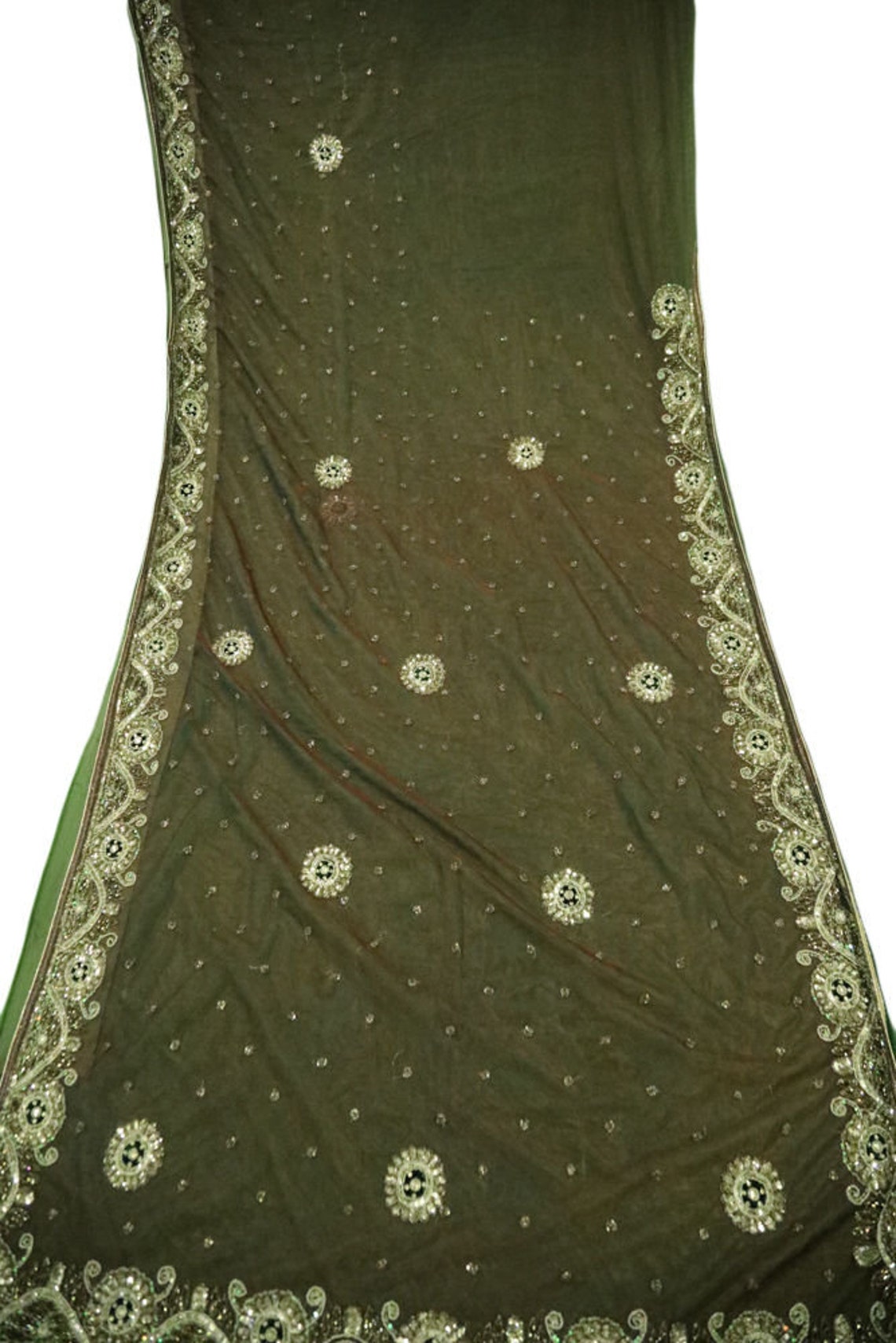 Indian Vintage Sari Pure Net Saree Decor Hand Beaded Long - Etsy