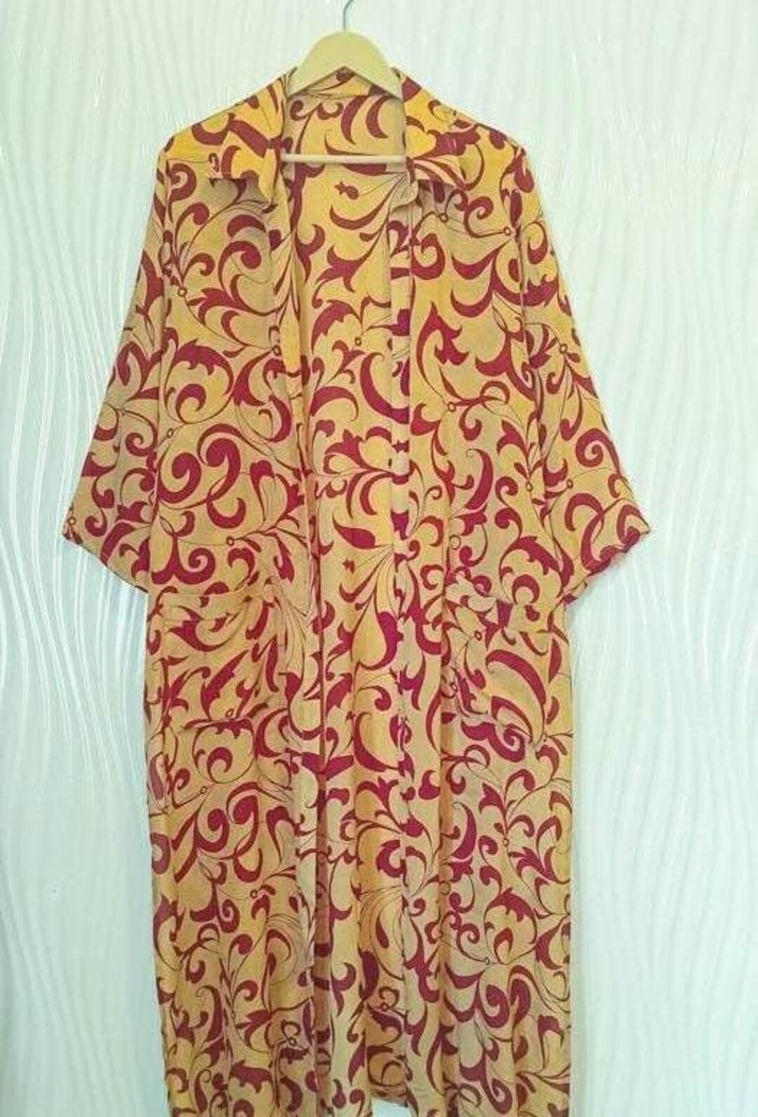 Long Kimono Jacket Cape With Side Slits , 100% Pure Chiffon Silk ...